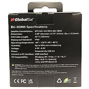 GlobalSat BU-353N5 USB GNSS Receiver, Black