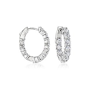 Ross-Simons 4.60 ct. t.w. CZ Inside-Outside Hoop Earrings in Sterling Silver