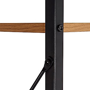 Coral Flower Tower Computer Desk with 4 Tier Shelves - 47'' Multi Level Writing Study Table with Bookshelves Modern Steel Frame Wood Desk Compact Home Office Workstation ，Light Walnut