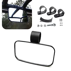ZBGUN 1 PC Car Reversing Rearview Mirror, 4.5" x 8" 360° Adjustable Auxiliary Spherical Mirror, 1.5"/1.75"/2" Mounting Angle Universal Mounting Accessories, Suitable for Most Cars, ATVs, UTVs (Black)