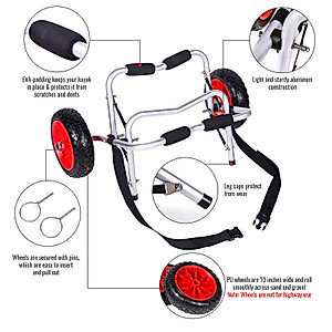 AA Products Kayak Canoe Carrier Cart Dolly Trailer Tote Solid Wheel Tires Hold up to 150 lb, Comes with Secure Buckle Straps