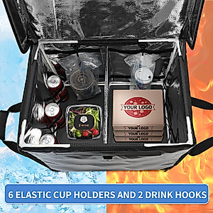 Insulated Food Delivery Bag for E-bikes/Scooters/Motorcycles, Waterproof Delivery Bag with Carrier Rack,Perfect for Catering,Restaurants,Delivery Drivers,Doordash and more,62L - Fit 14'' Pizza box
