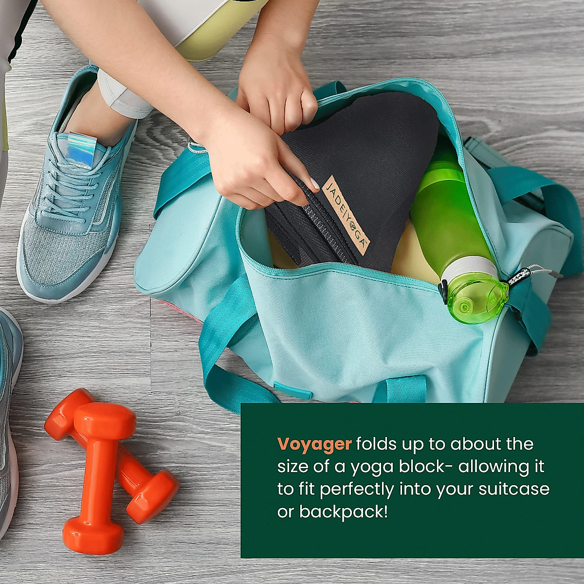 JadeYoga Voyager Yoga Mat - Lightweight & Portable Rubber Yoga Mat - Non-Slip Exercise Mat for Women & Men - Great for Yoga, Home Workout, Gym Fitness, Pilates, Stretching, and More (68" Black)