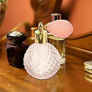 Topxome 1pcs 100ml Vintage Perfume Bottle Short Spray Atomizer Refillable Empty Glass (Pink)