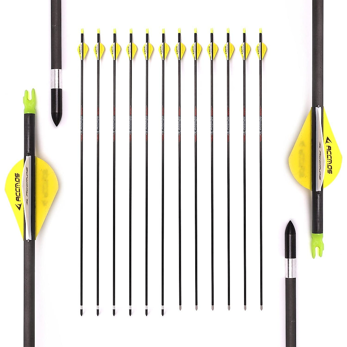 Spine 400 Arrow for 70 Lb Compound Bow 24 Inch Arrow Target Practice Arrow Hunting Arrow Carbon Arrows Adult Youth Archery Indoor Outdoor Shooting Bullet Tip 12pc