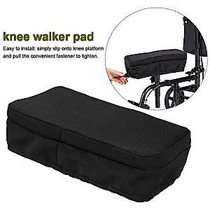 iayokocc Knee Walker Pad Cover- Memory Foam Knee Walker Cushion for Cover Knee Scooter Cushion- Improves Comfort,Soft Padding Fits Most Walkers(Black)