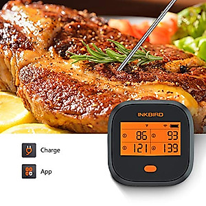 Inkbird WiFi Meat Thermometer, Wireless Grill BBQ Thermometer with Calibration, 4 Colored Probes, LCD Screen, Remote Monitor Digital Cooking Food Oven Thermometer