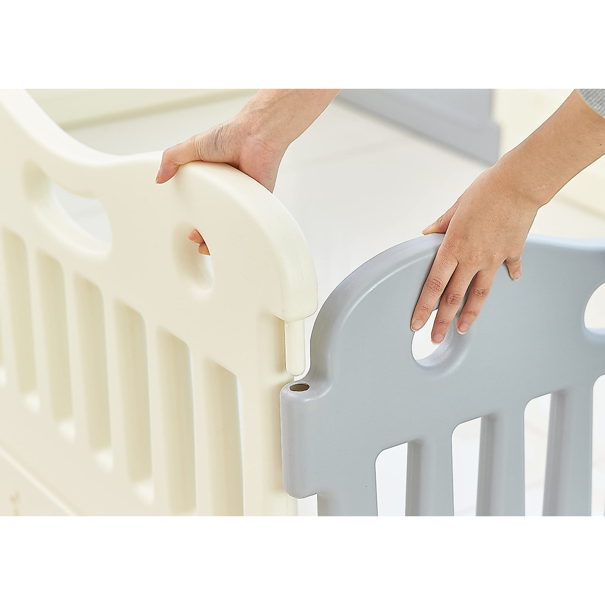 Baby Care Play Mat Funzone Play Pen - Extra Large Baby Play Yard - Play Pen for Baby - Safe with Double Locking (Grey, Full Set)