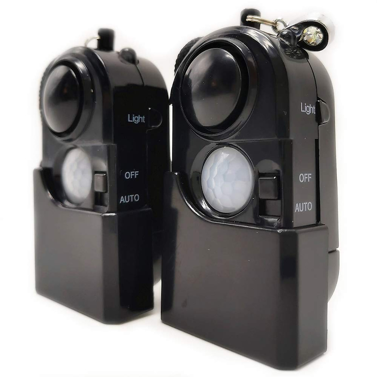 HITBEAT 2 Packs 120DB Portable Mini Motion Detector Alarm Siren with Keychain & LED Light & Battery, Home Hotel Door Room Security