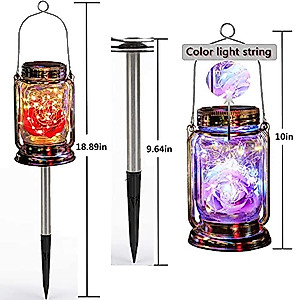 2 Pack Morestar Led Solar Mason Jar Fairy Lights,30 Led Outdoor Waterproof Solar Garden Decorative Lights Up in Glass Jar,Hanging Solar Lanterns Gift for Mom Grandmom for Patio Yard Lawn