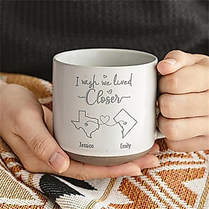 I Wish We Lived Closer, Personalized Bestie Coffee Mugs With Names, Christmas Birthday Gifts For Best Friend Woman, 11 Oz Pottery Mug, Sisters Gifts From Sister, Bestie Gifts For Women