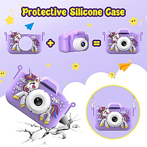 Kids Camera Toddler Camera for Boys & Girls - 1080P HD Selfie Digital Video Camera for Kids with 32GB SD Card - Kids Digital Camera Christmas Birthday Gifts for 3 4 5 6 7 8 9 10 12 Year Old (Purple)