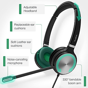 Yealink UH36 Professional Wired Headset - Telephone Headphones for Calls and Music, Noise Cancelling Headset with Mic for Computer PC Laptop（for Teams Optimized, Stereo,3.5mm Jack/USB Connection）