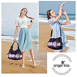 Handbag Hobo Women Handbag Roomy Multiple Pockets Street ladies' Shoulder Bag Fashion PU Tote Satchel Bag for Women (S-AK812-2Z #58PURPLE)