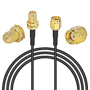 Nisaea 2m/6.5ft RP-SMA Male to RP-SMA Female RF Coaxial Cable RG174 for Wireless LAN Card, Router, Bridge, Booster & External Antenna Equipment