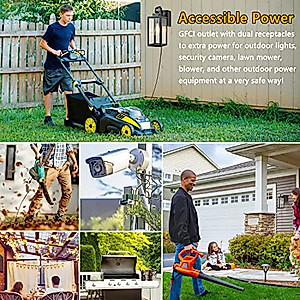 MoMyofdy Outdoor Lights with GFCI Outlet, Dusk to Dawn Wall Light Fixture Porch Light Wall Lantern, Waterproof Exterior Wall Sconce, Auto On/Off Wall Mounted Lighting Black for House Outside Garage