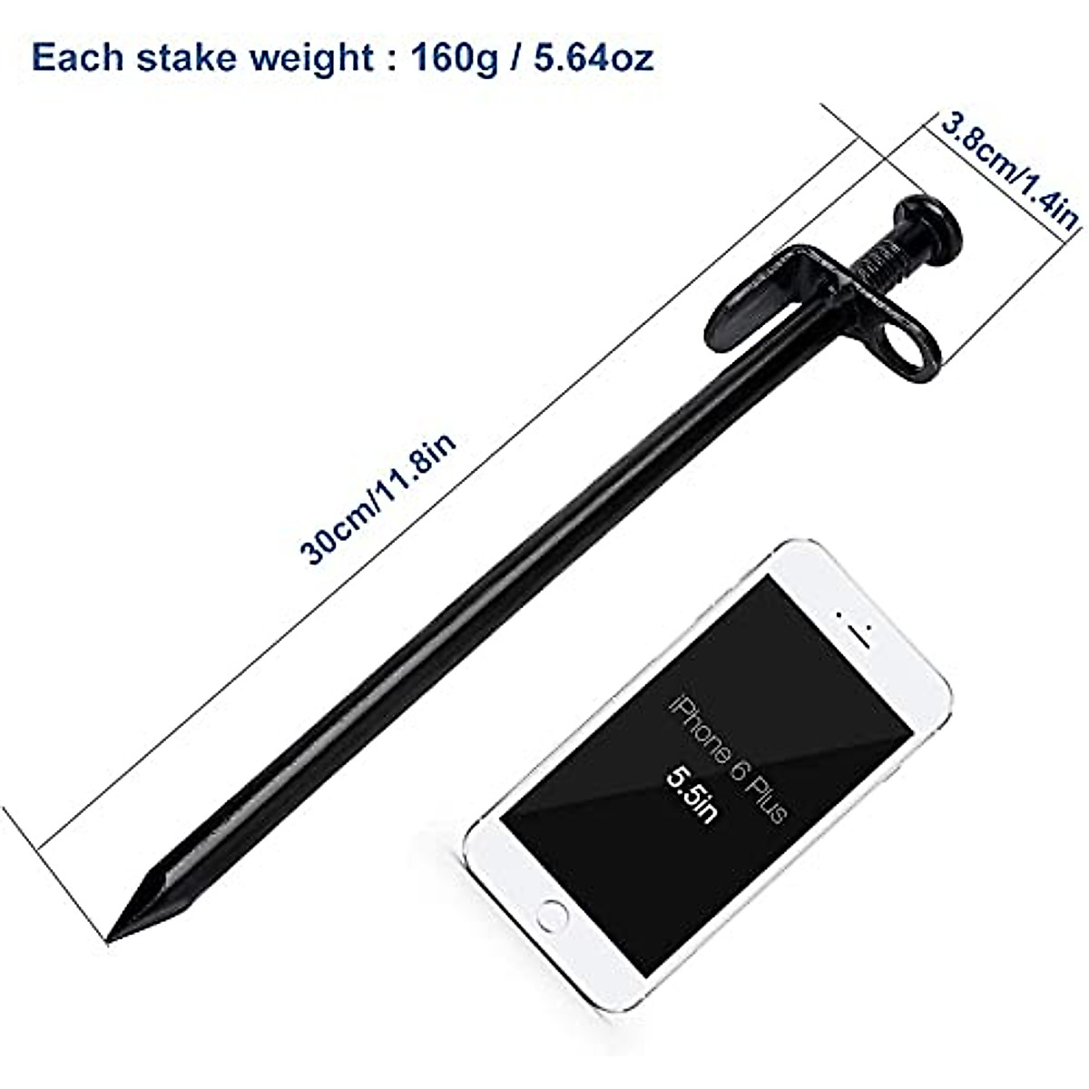 Clarmonde 12-Inch Tent Stakes & Tent Hammer, Heavy Duty Camping Stakes, Forged Steel Tent Pegs Unbreakable and Inflexible, Available in Rocky Place Dessert Snowfield and Grassland (Black)