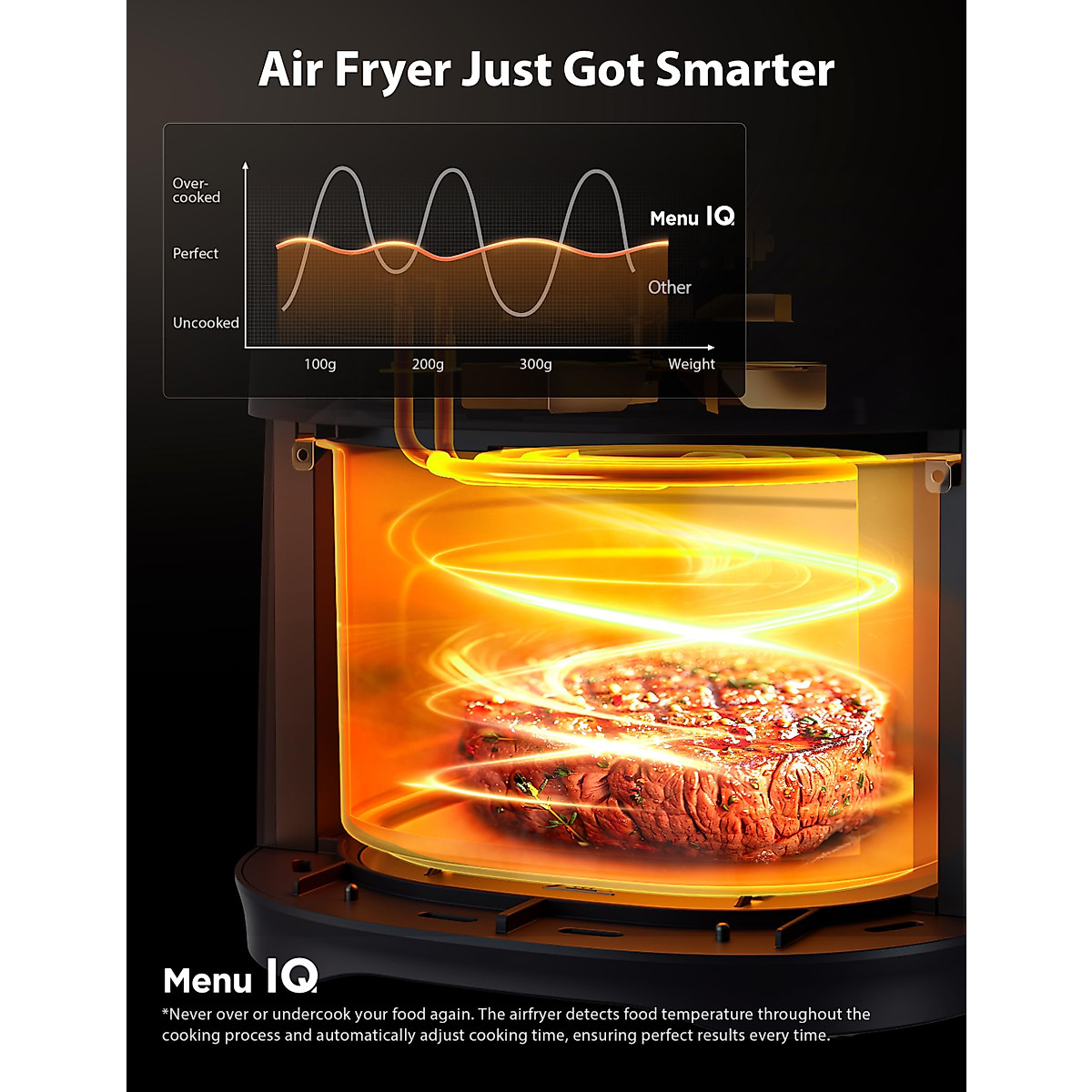 Toshiba 7.7QT Air Fryer, Family-Size for Quick and Easy Meals, 12 Preset Menus and Menu-IQ Function, 1°F Precision, 90% less fat, Double-sided Handles Easy Carrying