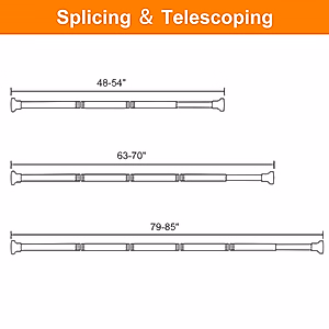 Closet Rod | 63-70 Inch Adjustable | 1.26 Inch Diameter | Heavy Duty Closet Rods for Hanging Clothes | Premium Metal Closet Poles for Closet, Wardrobes, Windows | Black