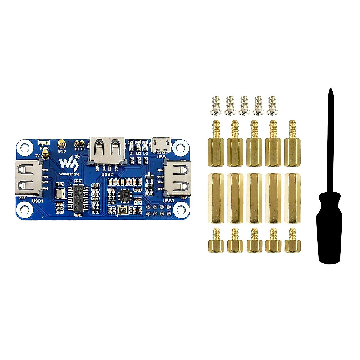waveshare PoE Ethernet/USB HUB HAT Expansion Board for Raspberry Pi Zero/Zero 2 W/W/WH, with 1 RJ45 10/100M Ethernet Port, 3 USB Ports Compatible with USB2.0/1.1,802.3af-Compliant