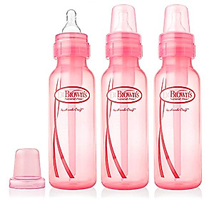 Dr. Brown's Girls' 6 Pack 8 oz. Bottles - 3 (8 oz.) Lavender - 3 (8 oz.) Pink - Natural Flow