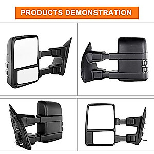 ROADFAR Towing Mirror Fits for 2003-2007 for Ford for F250/for F350/for F450/for F550 Super Duty 2003 2004 2005 for Ford for Excursion Tow Mirror Left Side Power Heated Turn Signal Light Black