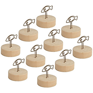 Fofetbfo 10PCS Table Number Holder Fish Shape Name Card Clips Table Card Holders Vertical Simple Place Card Holder Cute Place Card Holder with Log Base for Wedding Centerpieces Bridal Shower Birthday