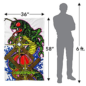 Atari Centipede Fleece Blanket White 36X58