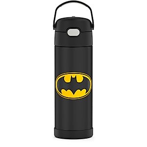 THERMOS FUNTAINER 16 Ounce Stainless Steel Vacuum Insulated Bottle with Wide Spout Lid, BATMAN