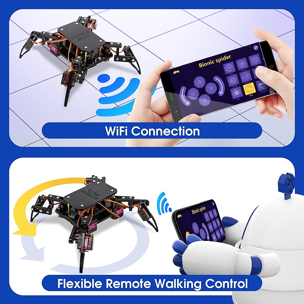 ACEBOTT STEM Robotics Science Kits for Kids, DIY Robotics Stem Toys, ESP8266 Spider Robot Building Kit, STEM Robotics Project Compatible with Arduino for Girls,Boys,Teens,Adults (QD020)