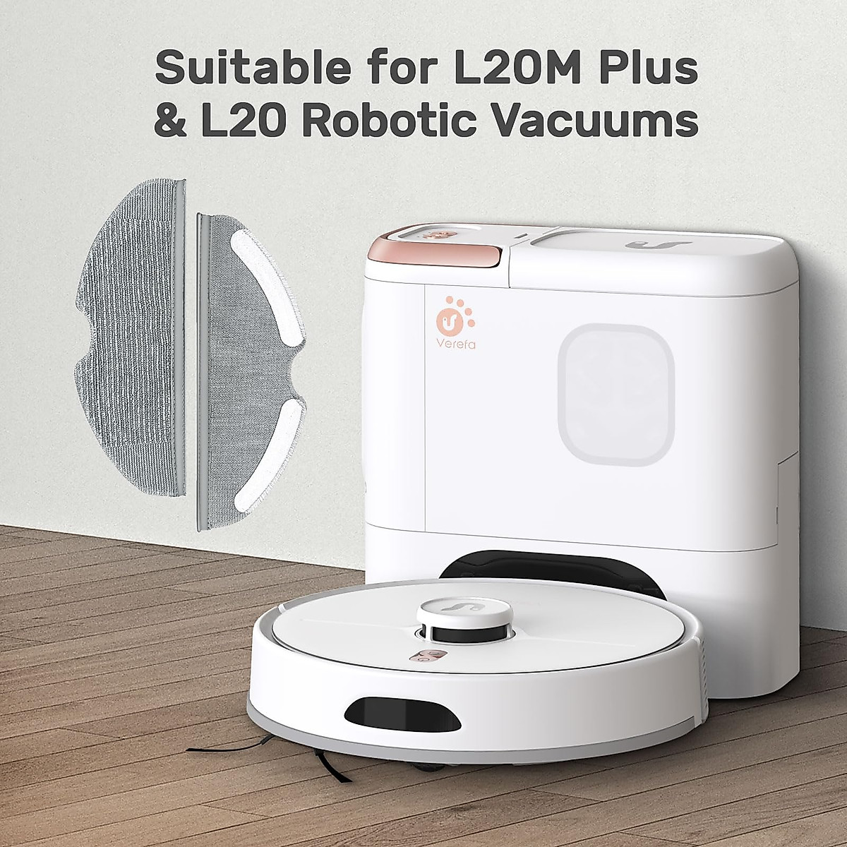 Verefa 4 Packs Mopping Cloths Pads for L20M&L20M Plus Robot Vacuum Mop Replacement Accessories Cleaning Cloths Pads