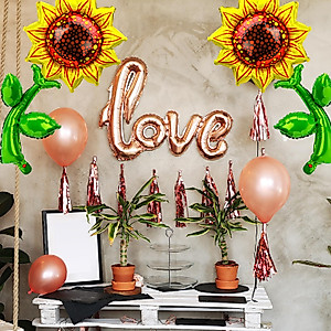 6 Pack Sunflower Balloons,Sunflower Mylar Balloon Arch Kit,Yellow Aluminum Foil Sunflower Balloon Garland, Sunflower Birthday Party Decorations, Sunflower Decorations for Party Wedding Shower,36 Inch