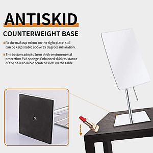 GURUN Frameless Rectangle Tabletop Vanity Mirror Single Side Adjustable Easy Positioning 5X Magnification 304 Stainless Steel Chrome Finish 2234（Chrome,5X