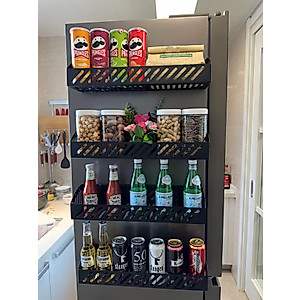 NAFCOOL Magnetic Spice Fridge Rack Shelf Organizer for Refrigerator, 4 Packs Moveable Magnetic Seasoning Organizer Shelves Kitchen Gadgets for Refrigerator Microwave Oven Washer, 19.88” Long