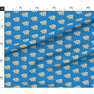Spoonflower Fabric - Blue Hippo Hippopotamus Safari Jungle Printed on Petal Signature Cotton Fabric by The Yard - Sewing Quilting Apparel Crafts Decor