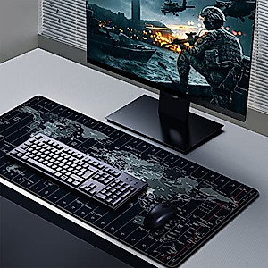 JIALONG New Upgraded Version Large Mouse Pad Desk Mat Comfortable Mousepad with Personalized Design Extended Size 35.4 X 15.7X 0.12 inches for Laptop, Computer and PC - Black World Map