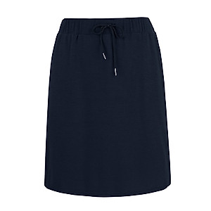 Century Star Tennis Skirts for Women with Pockets Golf Knee Length Skorts Athletic Sports Drawstring Waist Skirts with Shorts 06 Navy Blue X-Large
