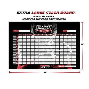 XL Fantasy Football Draft Board for The 2023-2024 Season Kit, 120 LB Material - 6 Feet x 4 Feet Board - Up to 14 Teams & 500+ Player Stickers