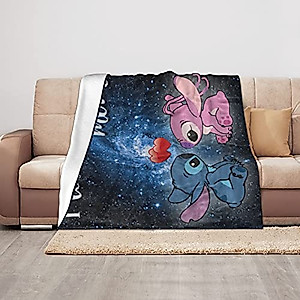 Stitch Blanket I Love You Mom Warm Soft Throw Blanket for Bed Sofa Travel Kids Teens Adults Gift 50"x60"