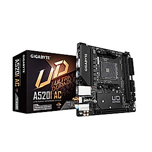 Gigabyte A520I AC & Thermaltake Core V1 SPCC Mini ITX Cube Gaming Computer Case Chassis, Interchangeable Side Panels, Black Edition, CA-1B8-00S1WN-00