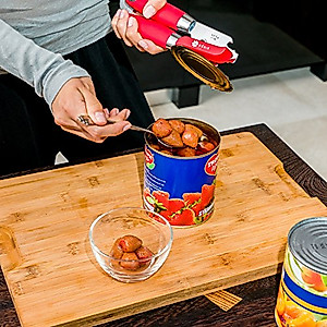 Benir Kitchen 1 Manual Heavy Duty NO-Rust Stainless Steel Tin Cans Openers, Anti Slip Hand Grip, Lock & Lift-Away Lid Magnet, Red