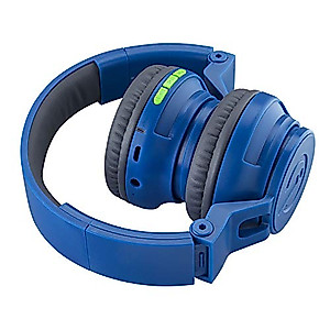 eKids Wireless Bluetooth Kids Headphones with Microphone, Portable Volume Reduced to Protect Hearing Rechargeable Battery, Adjustable Kids Headband for School Home or Travel Blue﻿