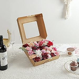 Kuujojo Artificial Flowers Combo, Fake Flowers for DIY Tables Centerpieces Baby shower Bridal Shower Wedding Bouquet Arrangements Party Candle Holder Cake Decor Flower Home Decorations (Burgundy Pink)