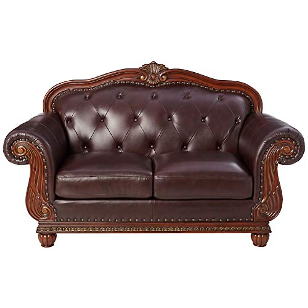 ACME Top Grain Leather Loveseat, Dark Brown Leather