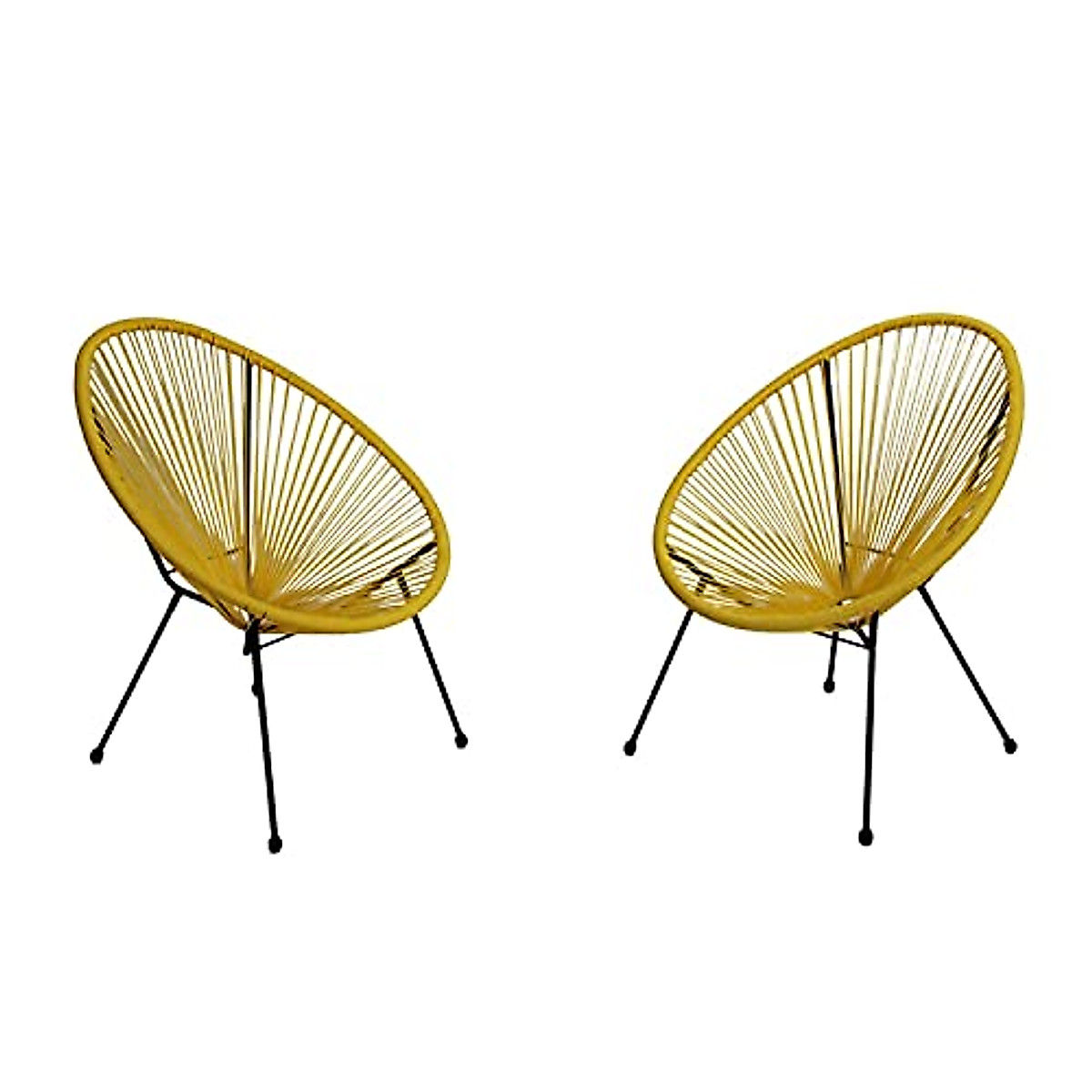 Kingmys Acapulco Woven Lounge Chair for Indoor and Outdoor Use (2PC Yellow)