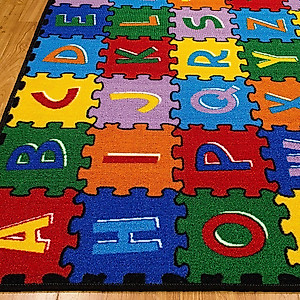 CR Kids/Baby Room/Daycare/Classroom/Playroom Area Rug. ABC Puzzle (A-Z and 1-9). Educational. Fun. Bright Colorful Vibrant Colors (8 Feet X 10 Feet)