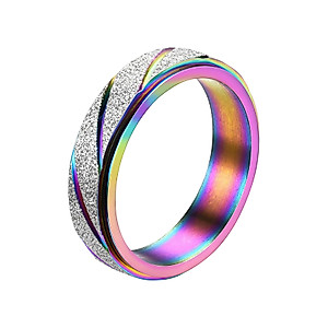 Women Titanium Steel Ring Simple Wedding Band Engagement Rings Anniversary Jewelry Size 6-10 (A, 6), Rose Gold,White,Purple