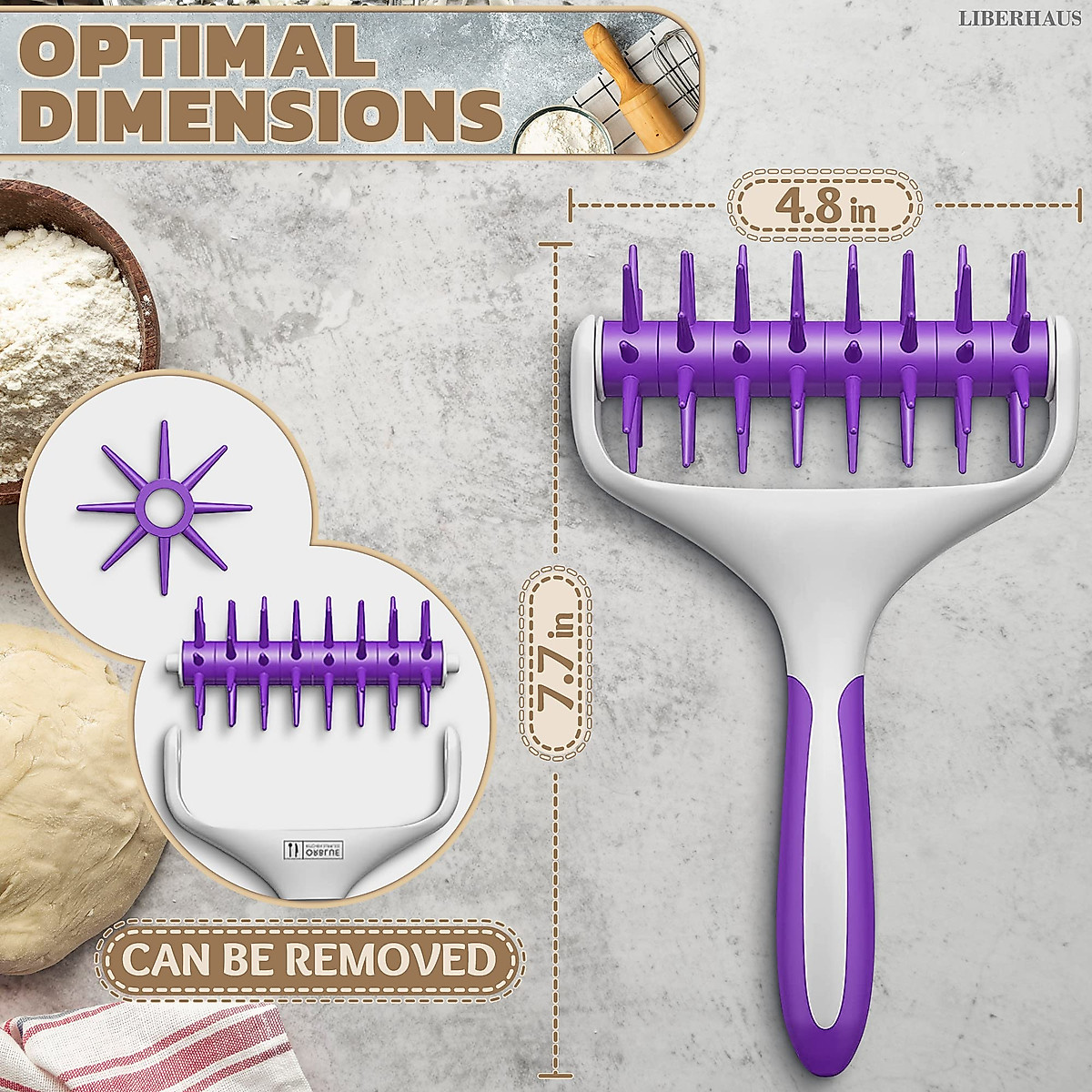 Plastic Pie Dough Pizza Dough Roller - Pizza Dough Docker Roller for Pizza Making Accessories Pizza Crust Dough Pie Baking Accessories - Plastic Kitchen Baking Pie Crust Dough Docker for Crackers