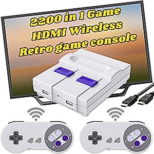 Super Classic Retro Game Console,4K HDMI Video Game System with Built in 2200+ Old School Classic Games and Dual Game Controllers Wireless,Support TF Card and Plug and Play.