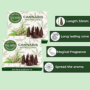 Cannabis Scented Incense Cones - Total 20 Cone Incense - Dual Pack of 10 Insence Cones - Incense Cones Scented - Cone Incense Scents - Insense Cones - Incent Cone